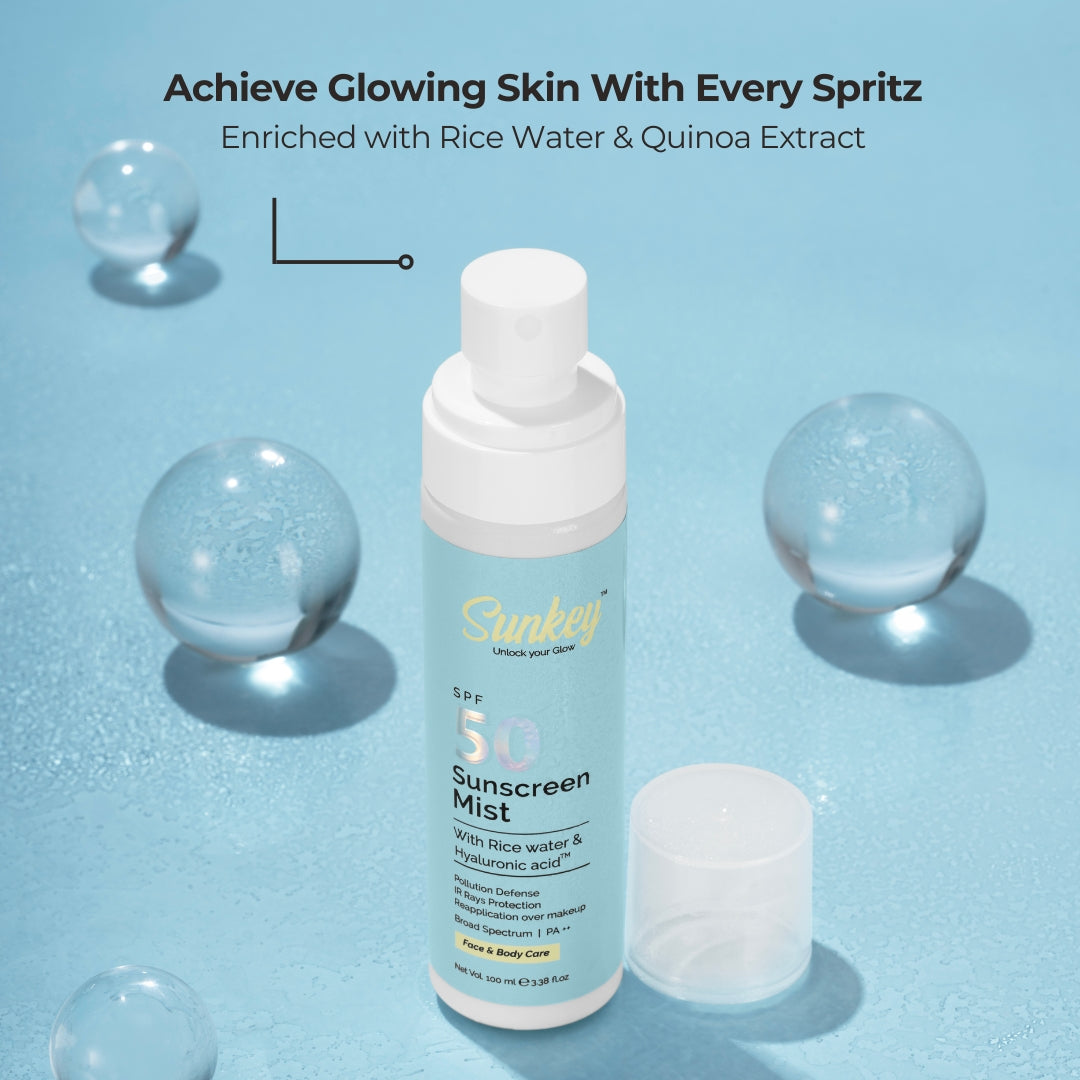 Sunscreen Mist – SPF 50 With Rice Water & Hyaluronic Acid – Sunkey Skincare