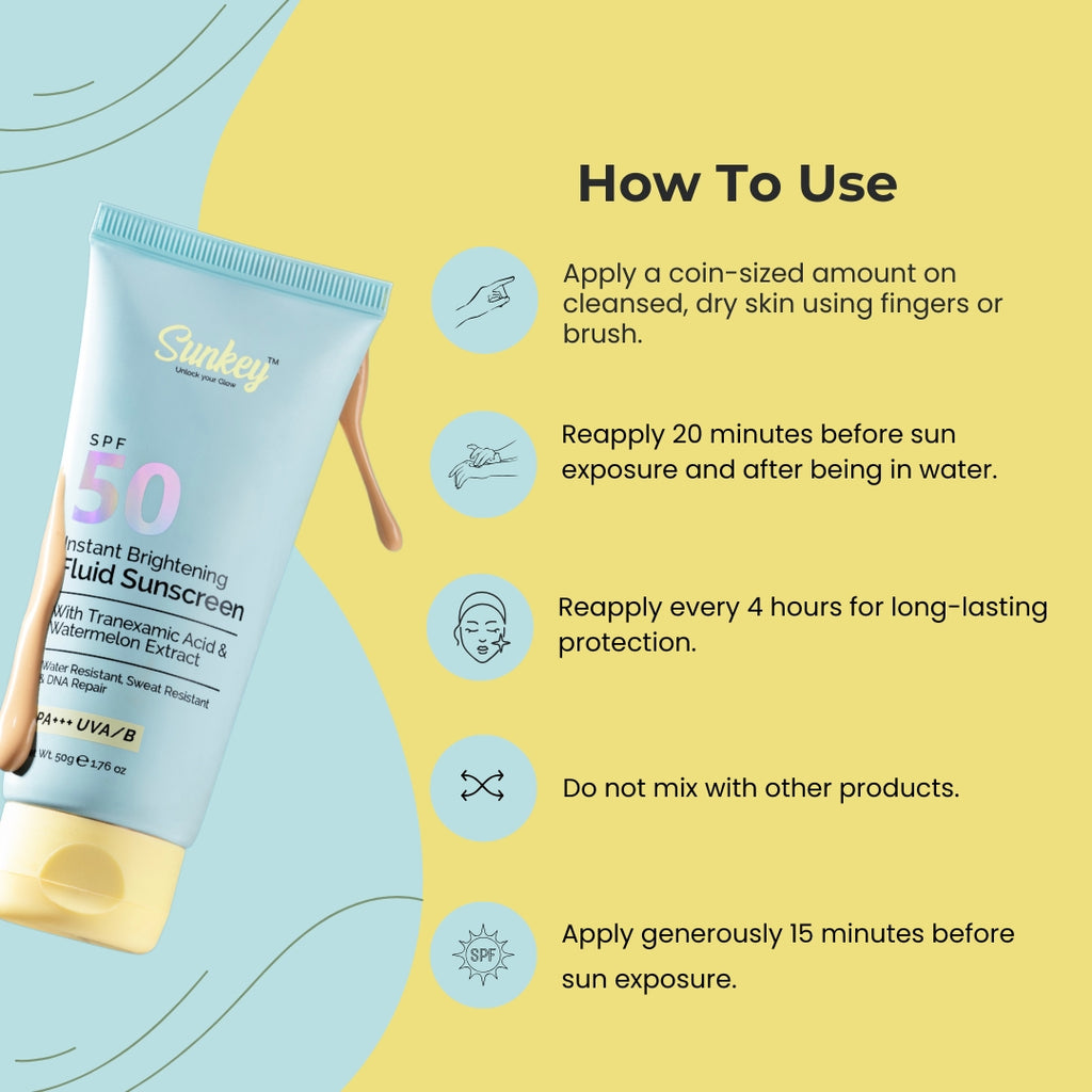 Fluid Sunscreen – SPF 50 With Tranexamic Acid & Watermelon Extract – Sunkey Skincare