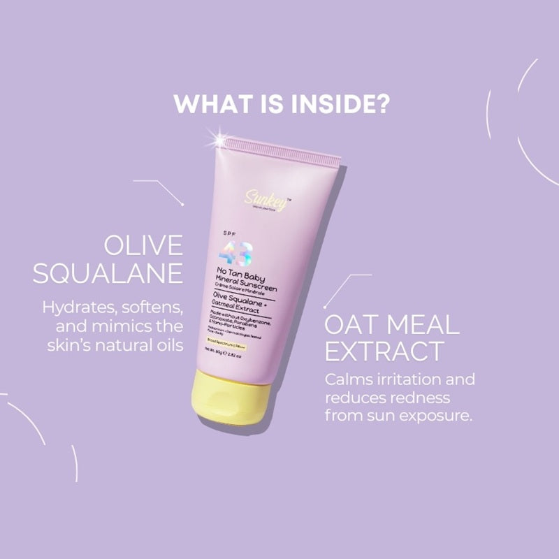 No Tan Baby Mineral Sunscreen - SPF 43 With Olive Squalane & Oatmeal E ...