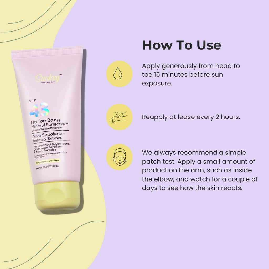No Tan Baby Mineral Sunscreen - SPF 43 With Olive Squalane & Oatmeal E ...